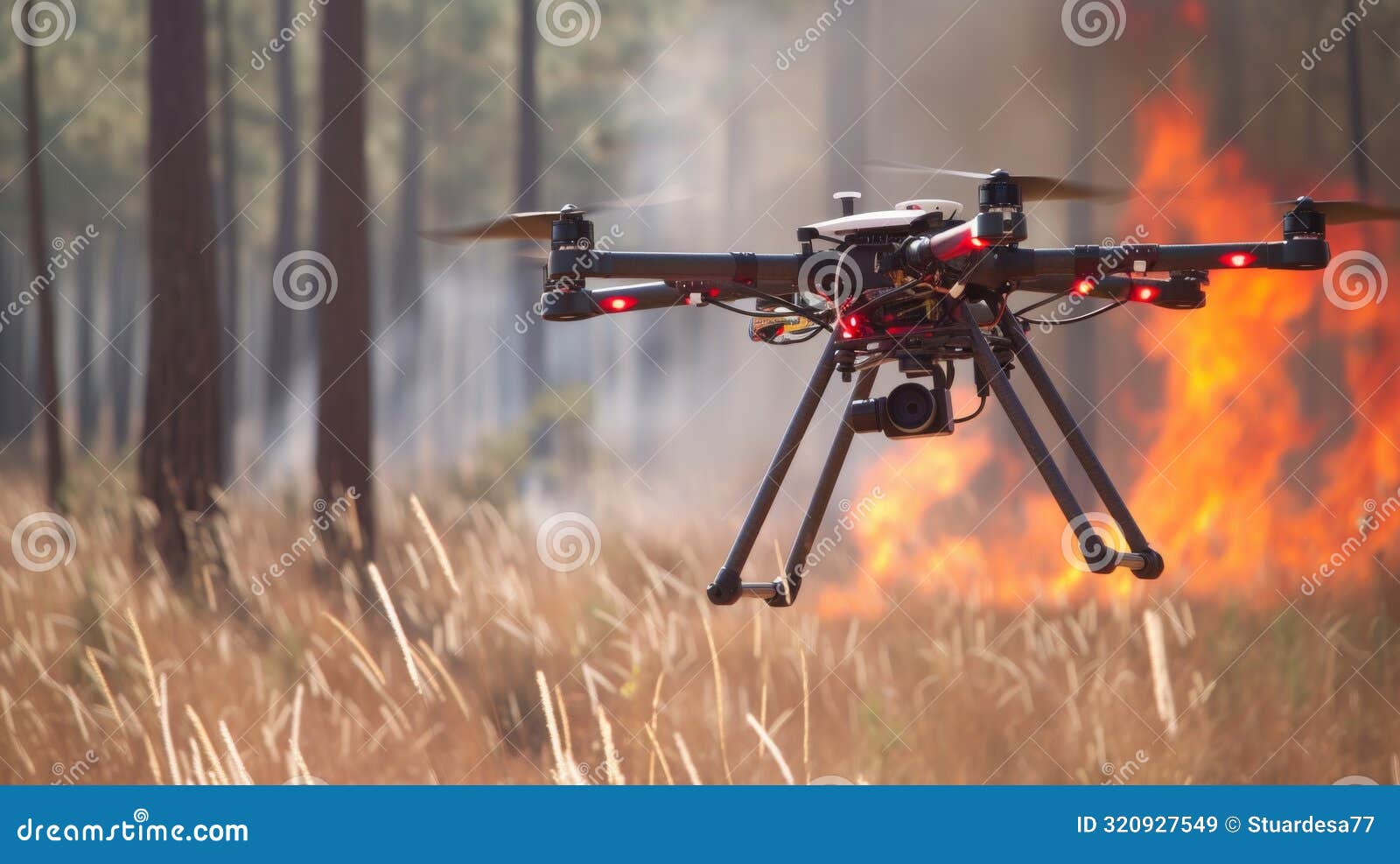 Drone Filming Active Forest Fire in Progress Stock Image - Image of ...