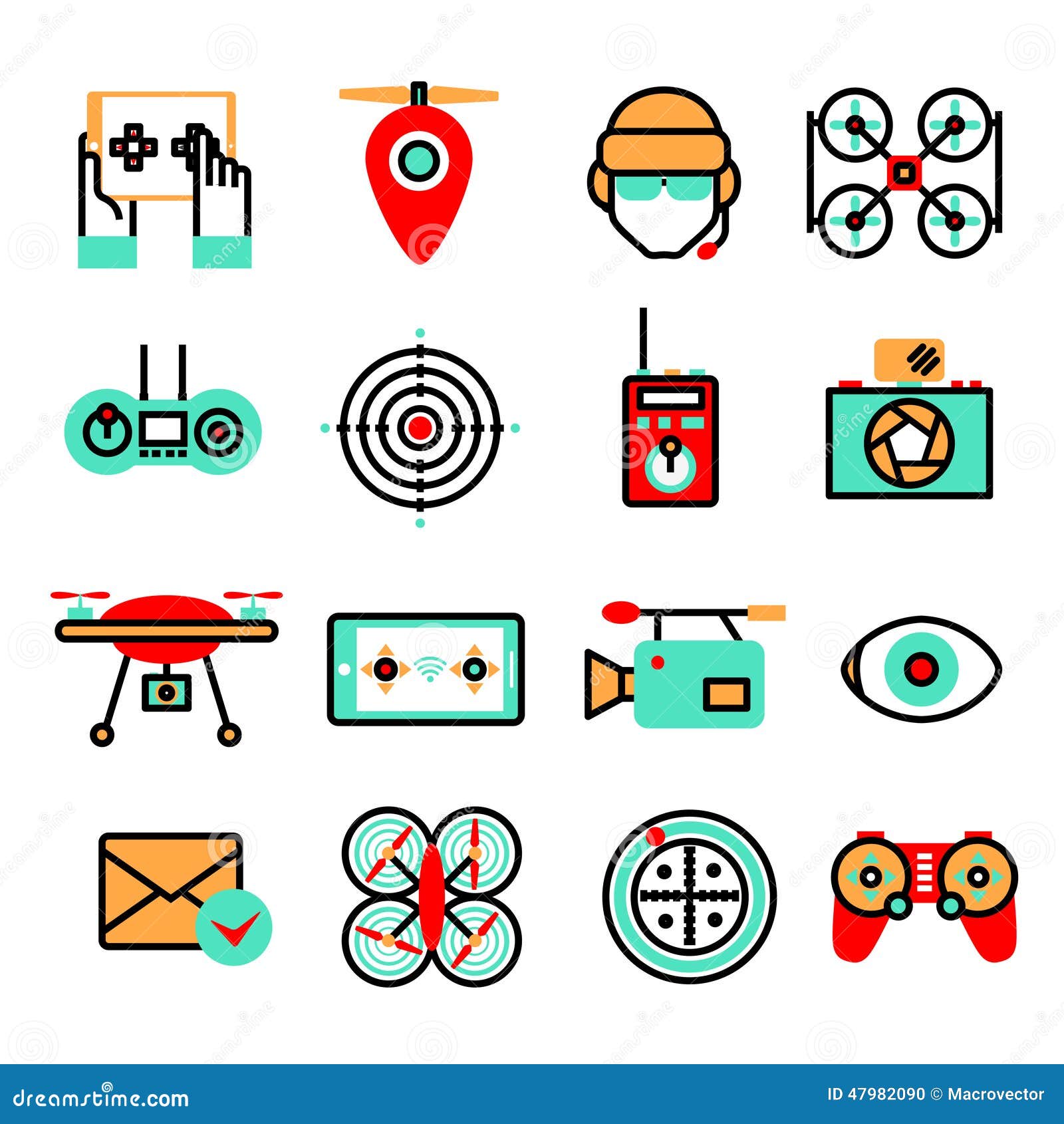 Drones Icon Set stock vector. Illustration of aircraft - 47982090