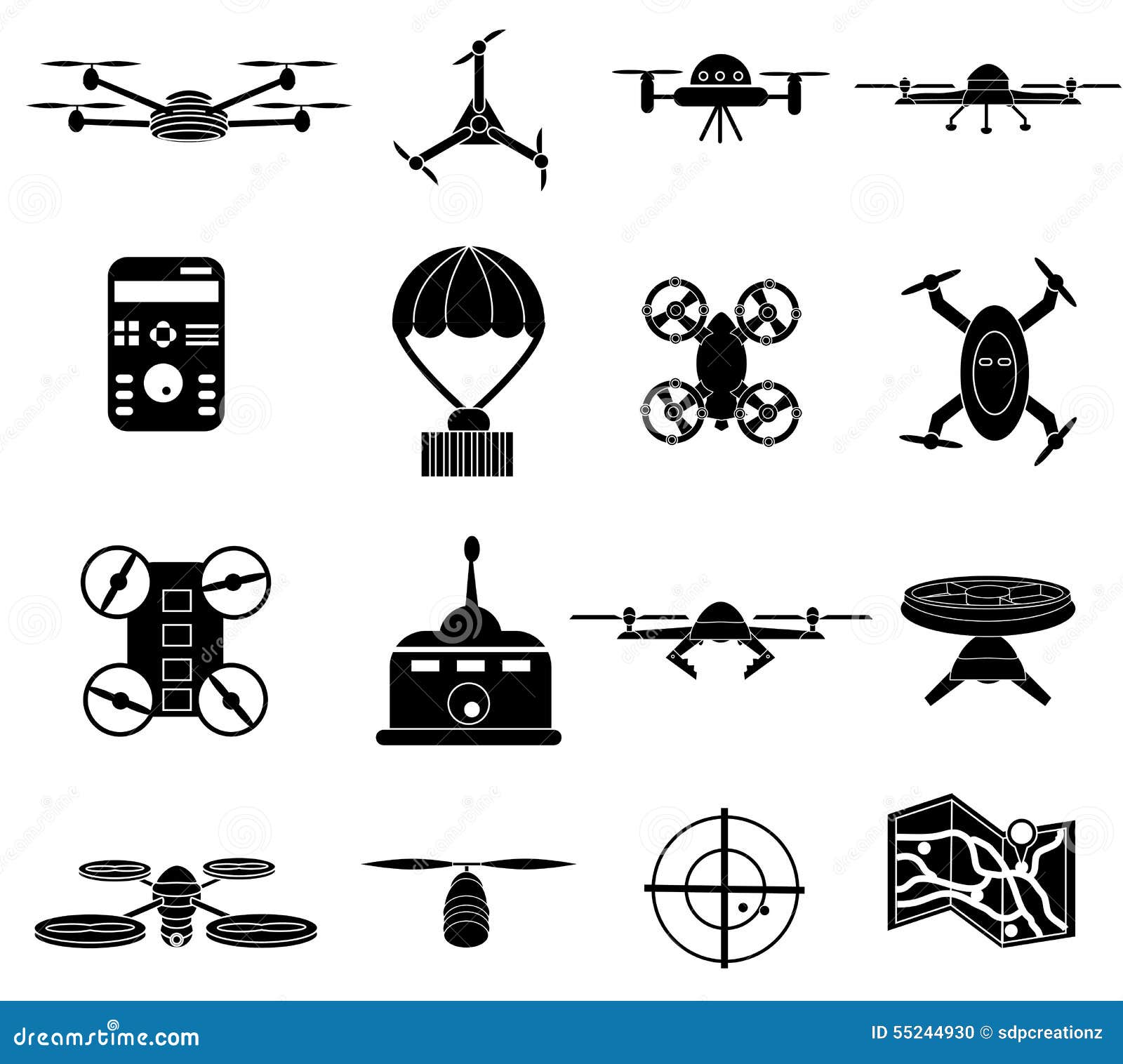 Drones Icons Set Stock Vector - Image: 55244930