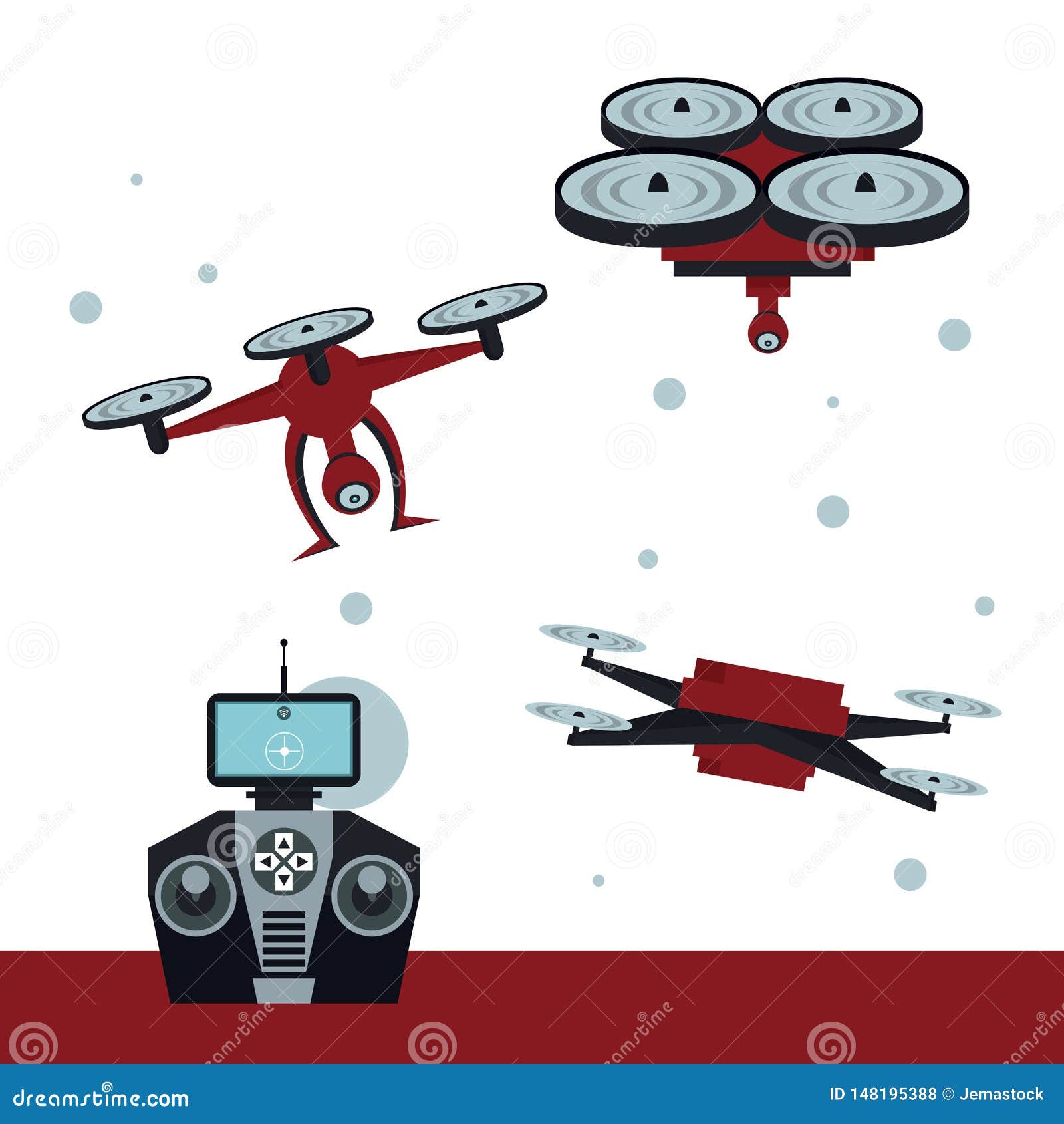 Aerial Drone And Drones Controller. Vector Illustration | CartoonDealer ...