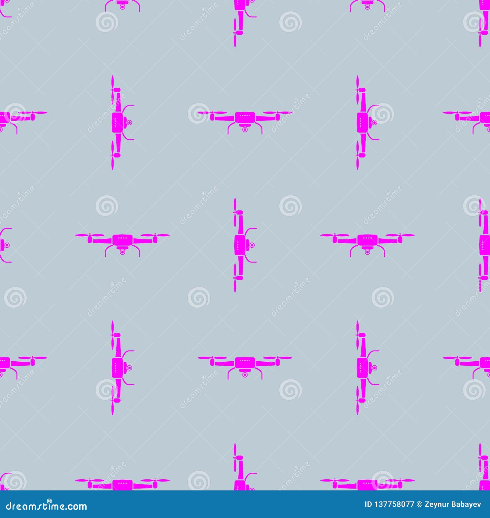 Drones Seamless Pattern Stylish Texture. Vector Illustration. Stock ...