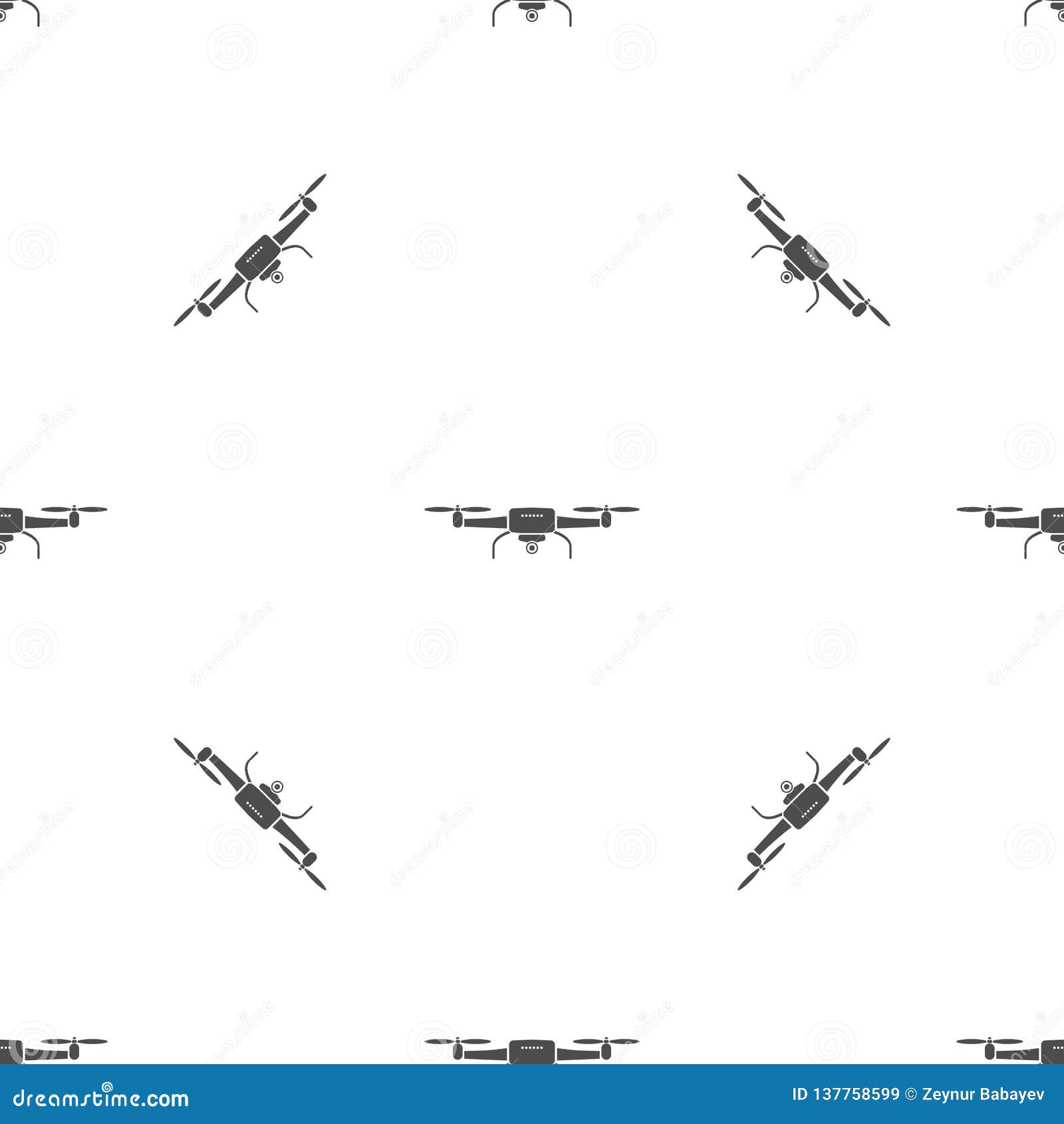 Drones Seamless Pattern Stylish Texture. Vector Illustration. Stock ...