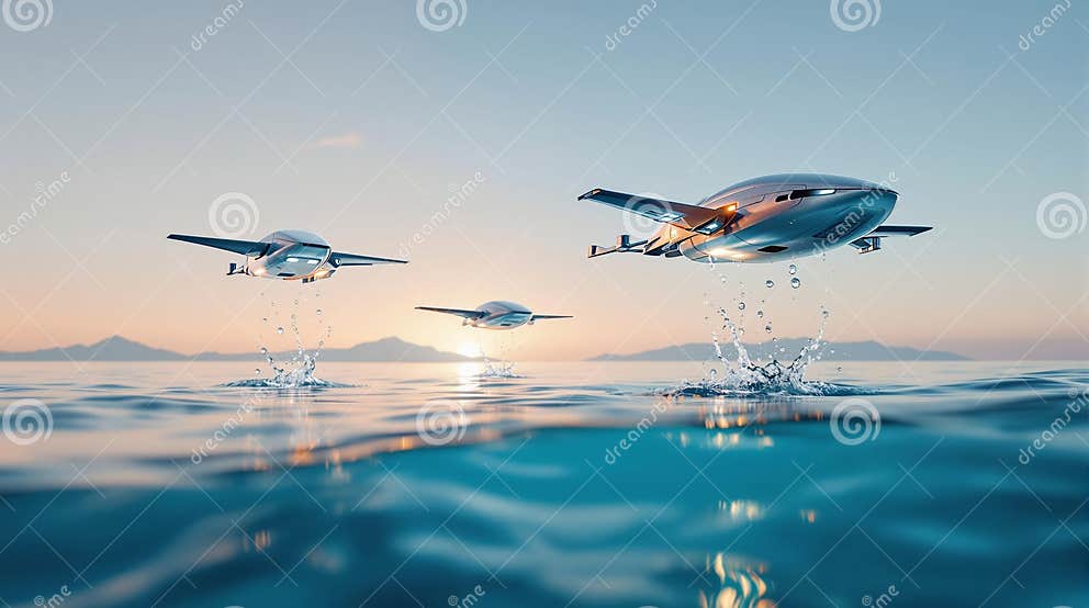 Drones Take Off from Under the Ocean Stock Image - Image of ...