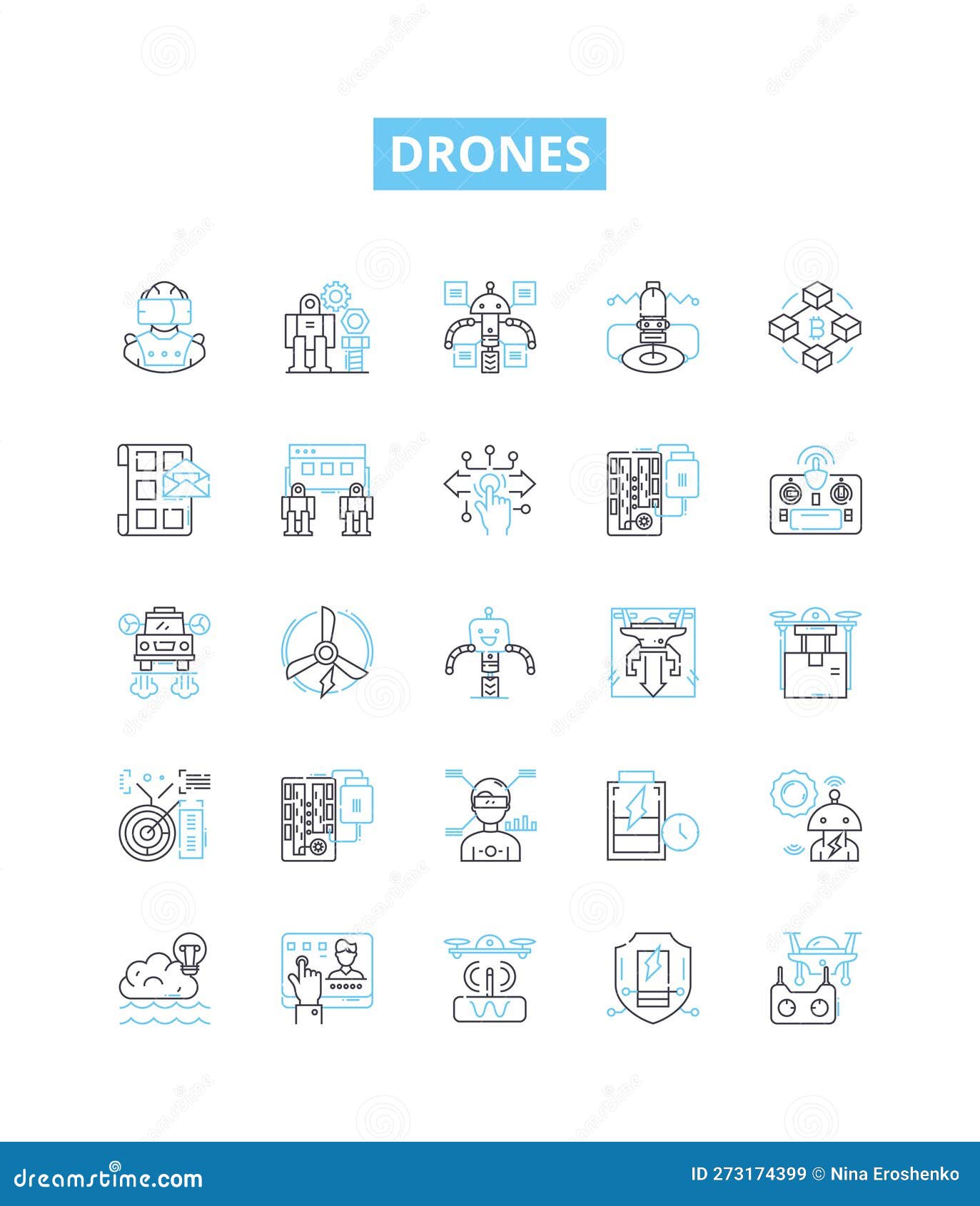 Drones Vector Line Icons Set. Drones, Quadcopters, UAVs, Flying Robots ... Drones Vector Line Icons Set. Drones, Quadcopters, UAVs, Flying Robots ...