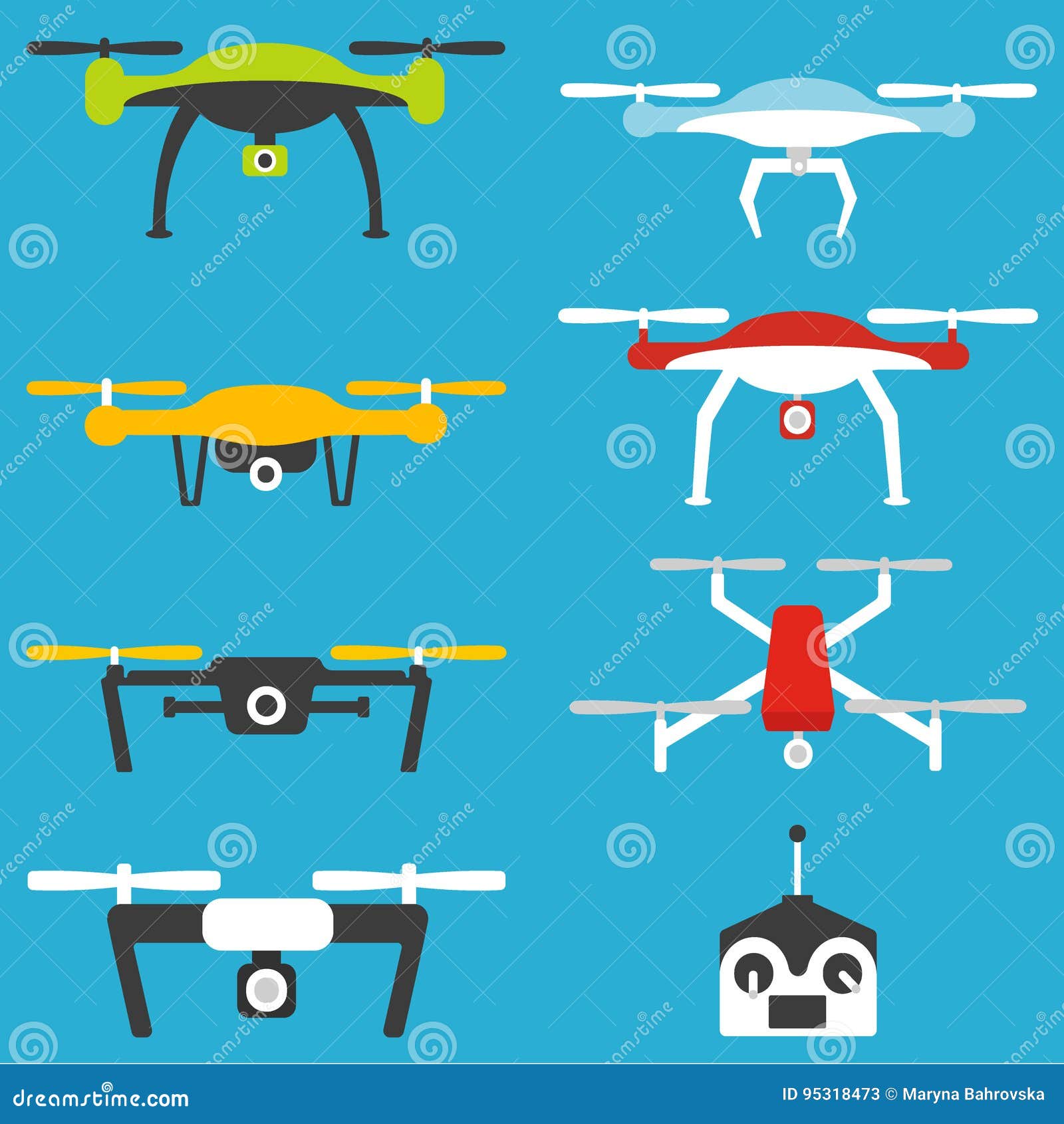 Drones vector set. stock illustration. Illustration of delivery - 95318473