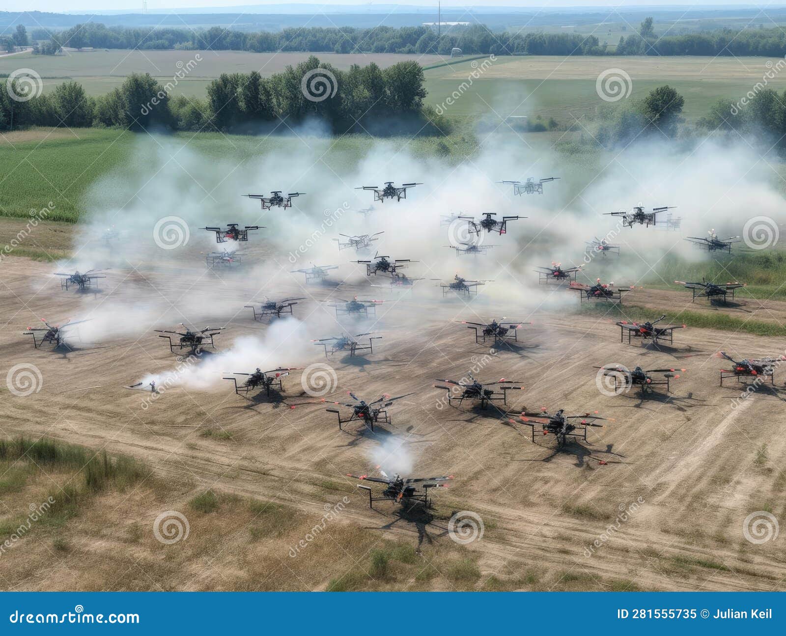 Drones Working Together with AI Coordination Stock Illustration ...