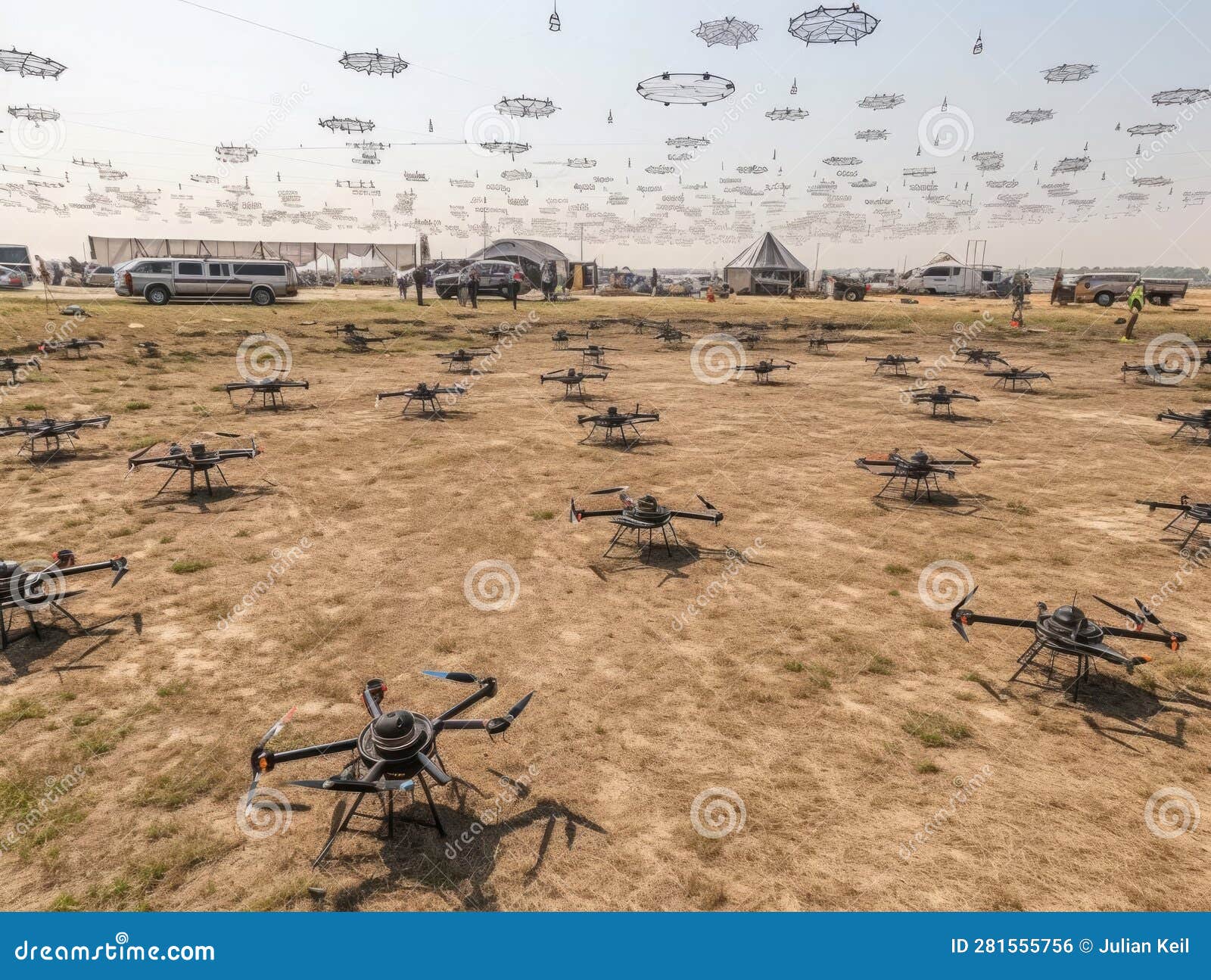 Drones Working Together with AI Coordination Stock Illustration ...