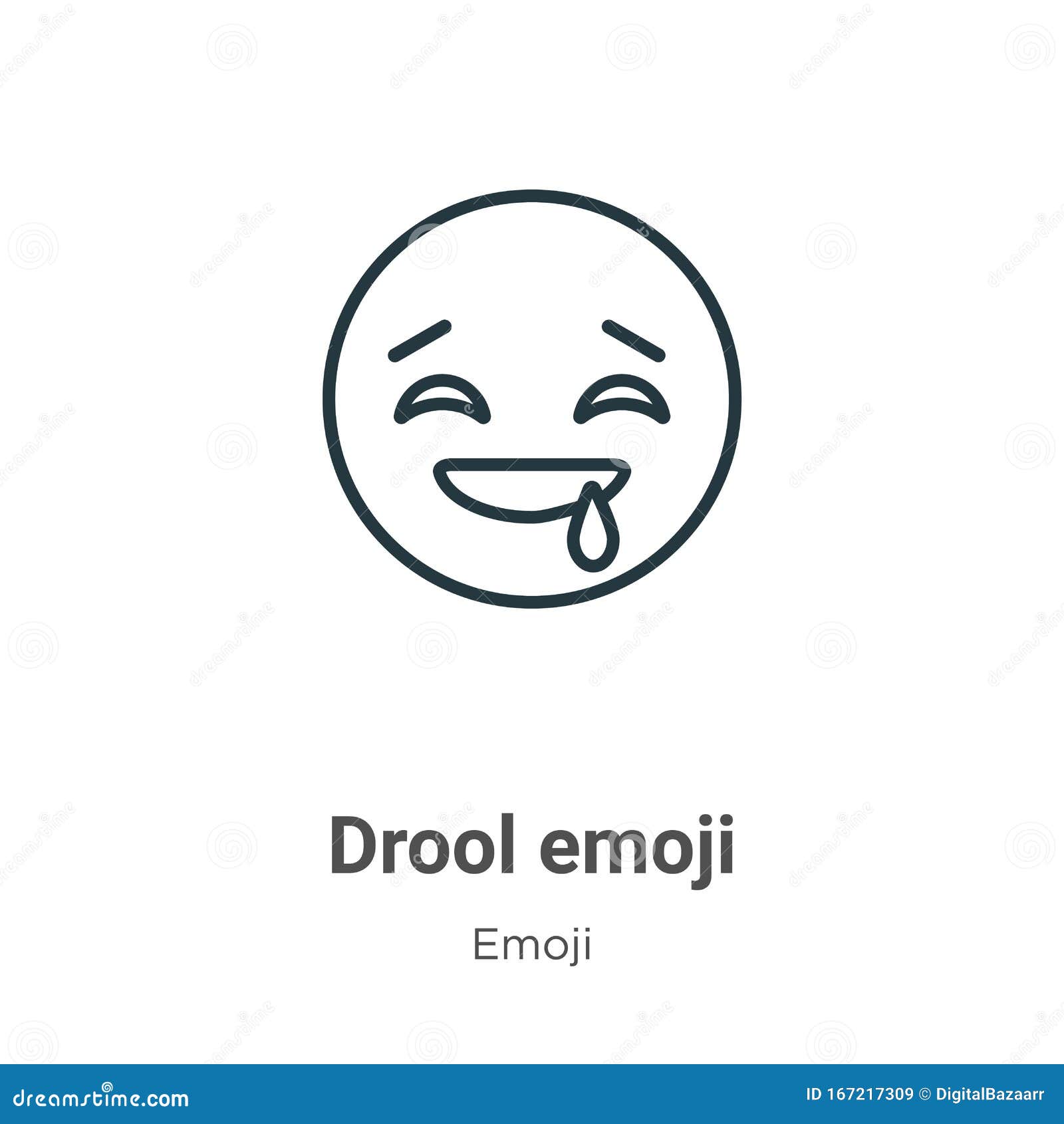 Drool Emoji Outline Vector Icon. Thin Line Black Drool Emoji Icon, Flat ...