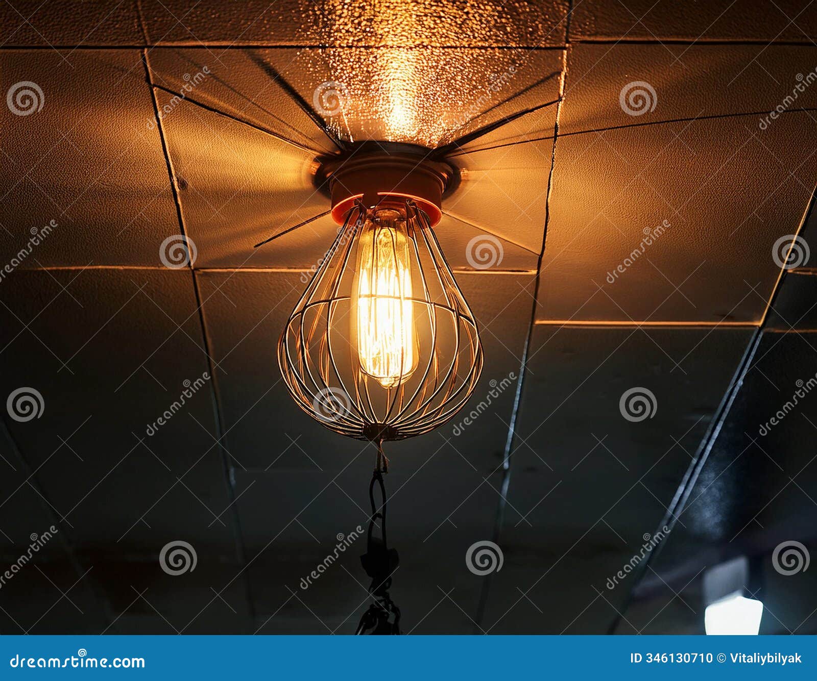 Drooping Ceiling Light Flickering Above a Messy Desk As a Metaphor for ...