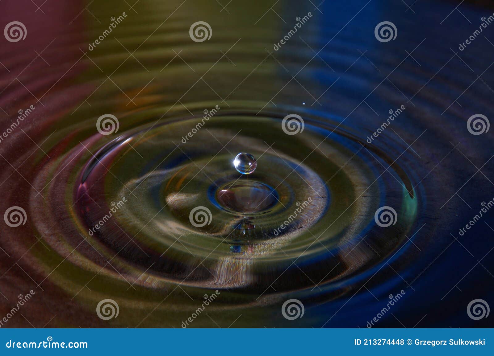 A drop above water surface stock photo. Image of wave - 213274448