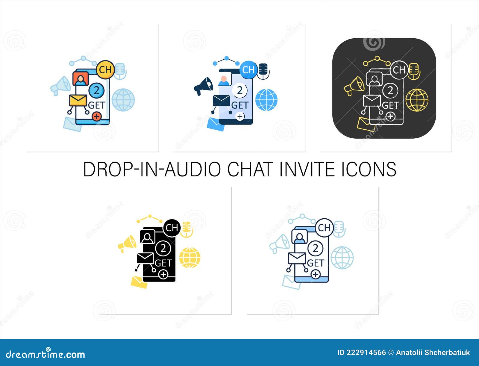 Drop-in-audio Chat Invite Icons Set Stock Vector - Illustration of ...