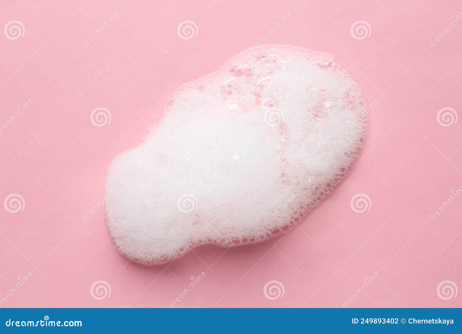 Drop of Bath Foam on Pink Background, Top View Stock Photo - Image of ...