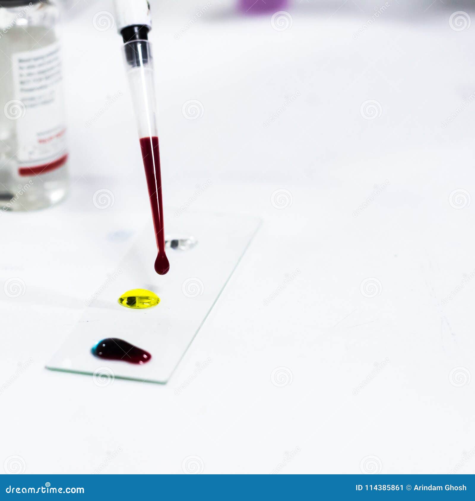 Drop of Blood on Glass Slide for Blood Grouping Using Micro Tip Stock ...