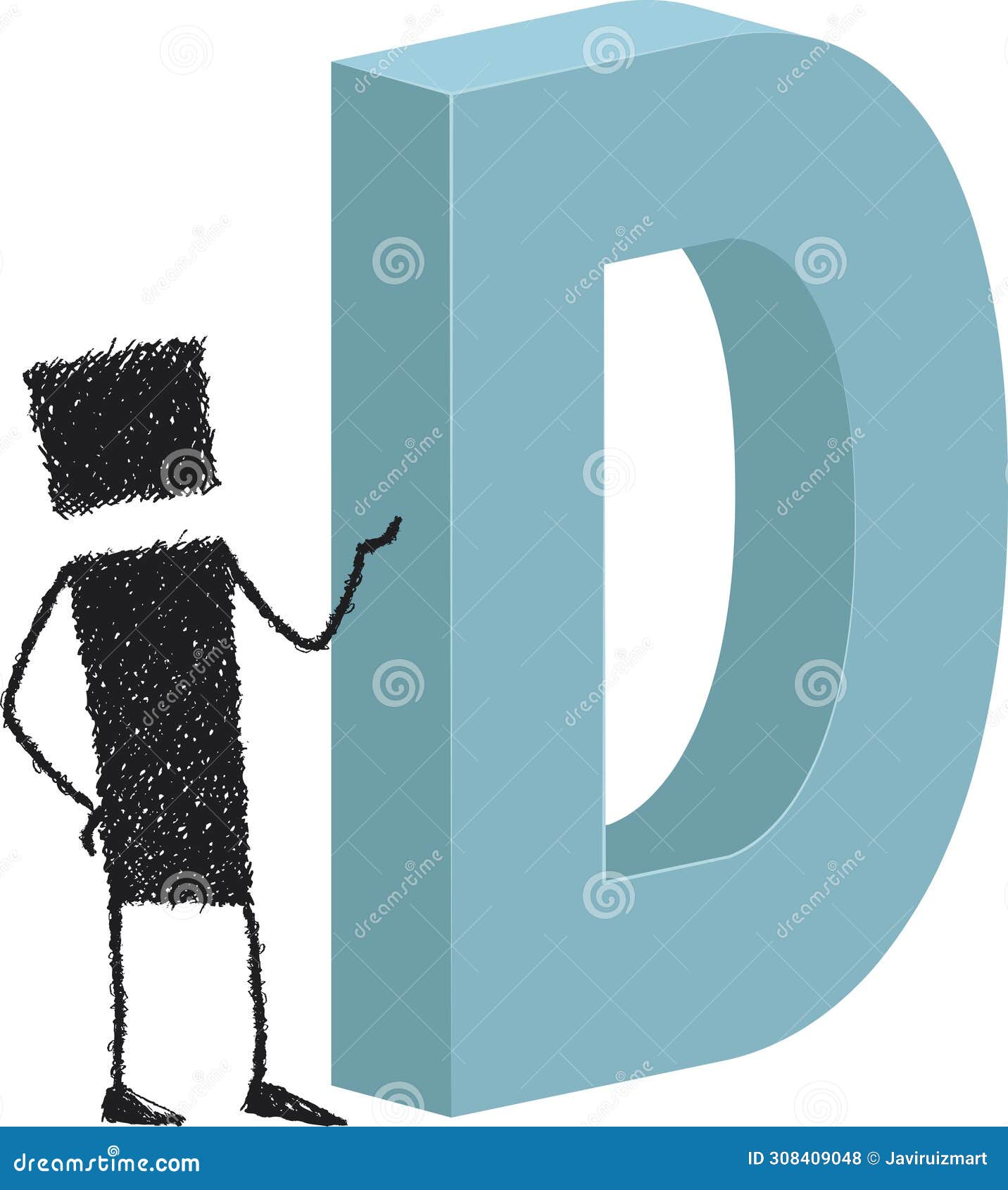 Drop cap D, stick figures stock illustration. Illustration of standing ...