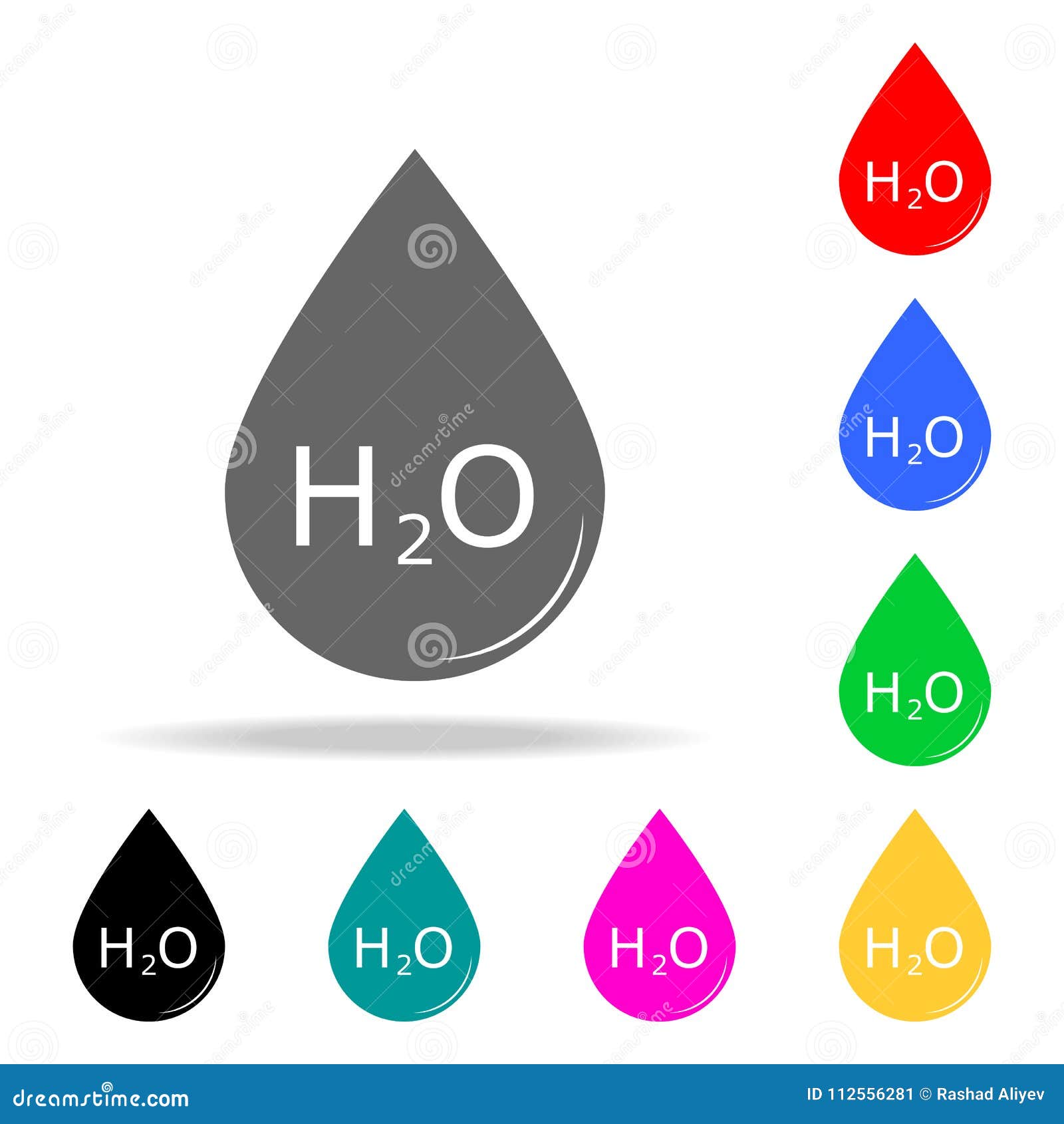 Drop and Chemical Formula of Water Icon. Elements of School and Study ...