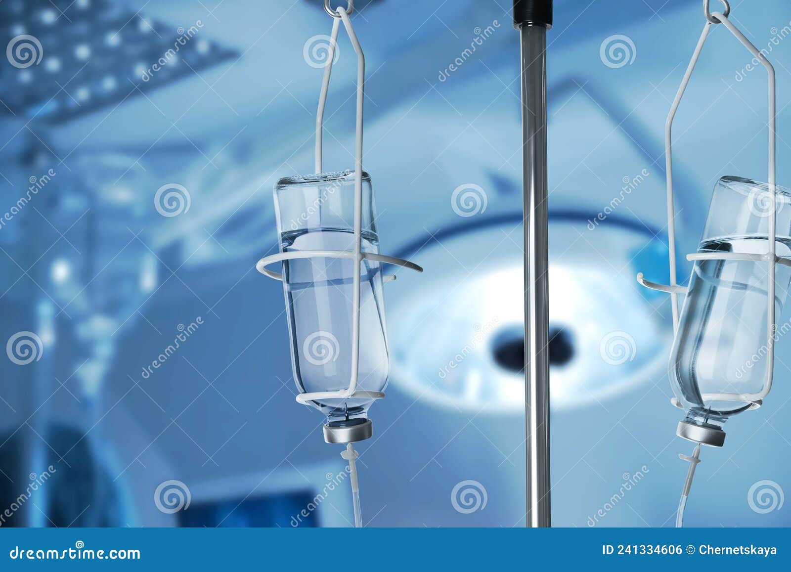 Drop Counter with Bottles of Medicine in Operating Room Stock Photo ...