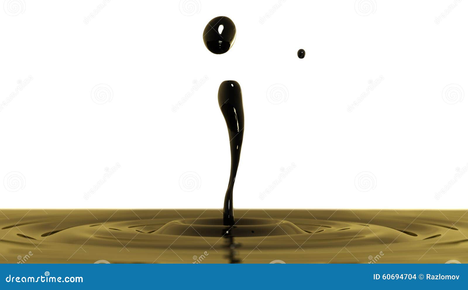 Drop of Crude Oil Macro with the Focus Effect (side View on Whit Stock ...