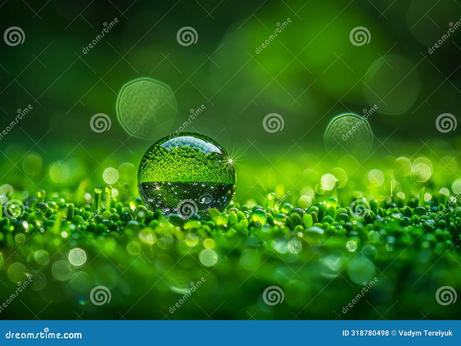 Drop of dew on green grass stock photo. Image of nature - 318780498