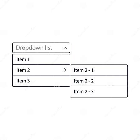 Drop-down List with Menu Items for the Website. with a Child Drop-down List. the View is in the ...
