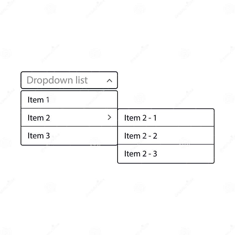 Drop-down List with Menu Items for the Website. with a Child Drop-down ...