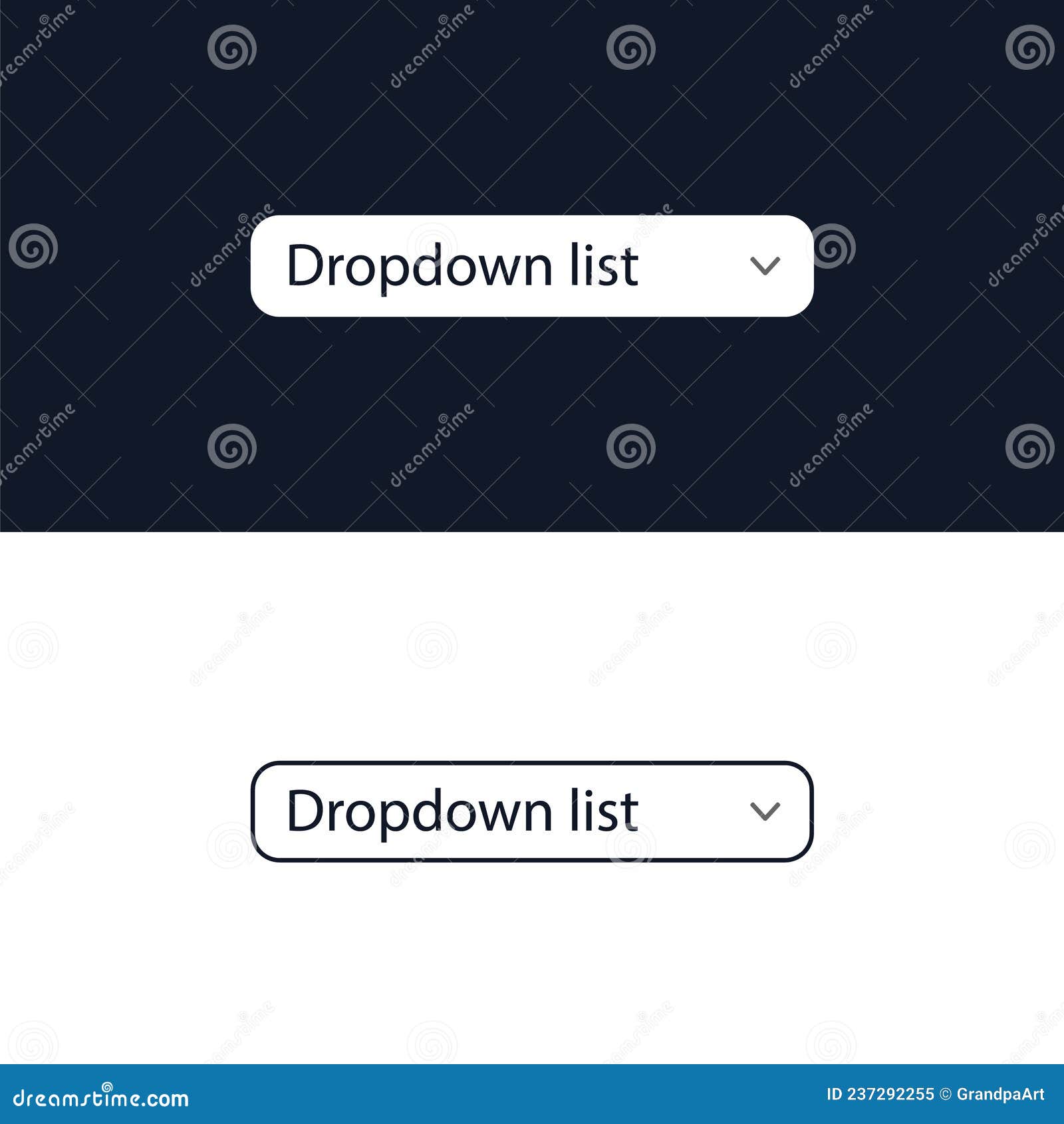 Drop-down List with Menu Items for the Website. User Interface for the ...