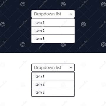 Drop-down List with Menu Items for the Website. the View is in the ...
