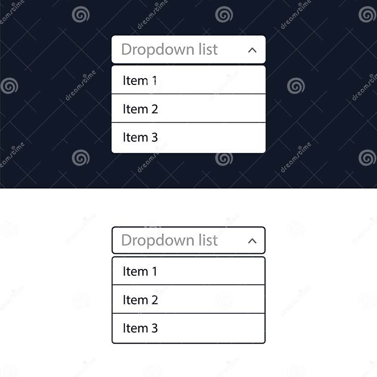 Drop-down List with Menu Items for the Website. the View is in the ...