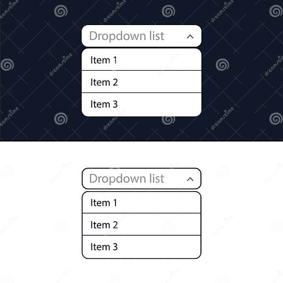 Drop-down List with Menu Items for the Website. the View is in the ...