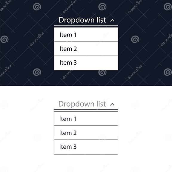 Drop-down List with Menu Items for the Website. the View is in the ...