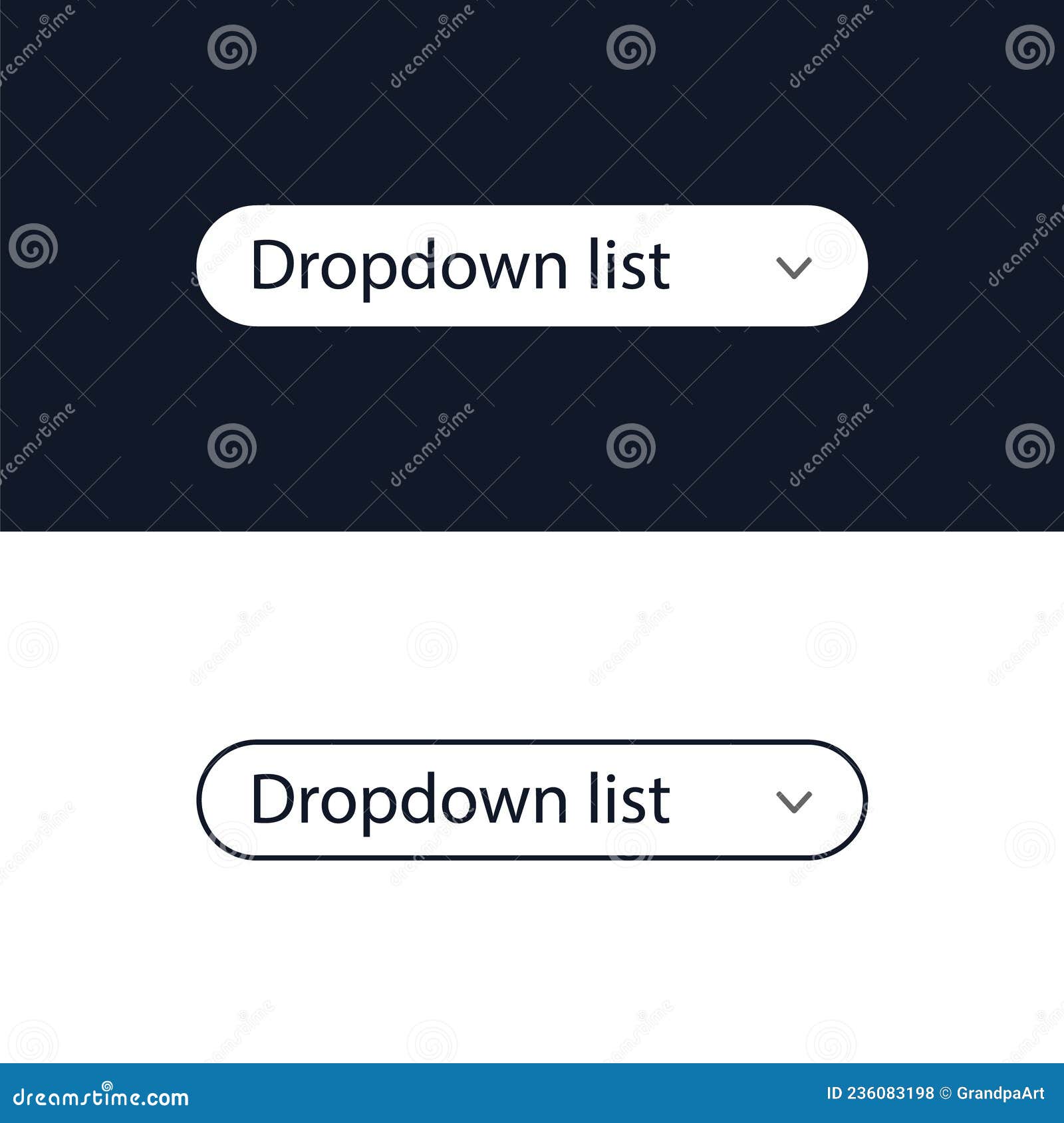 Drop-down List for the Website. User Interface for the Website and ...