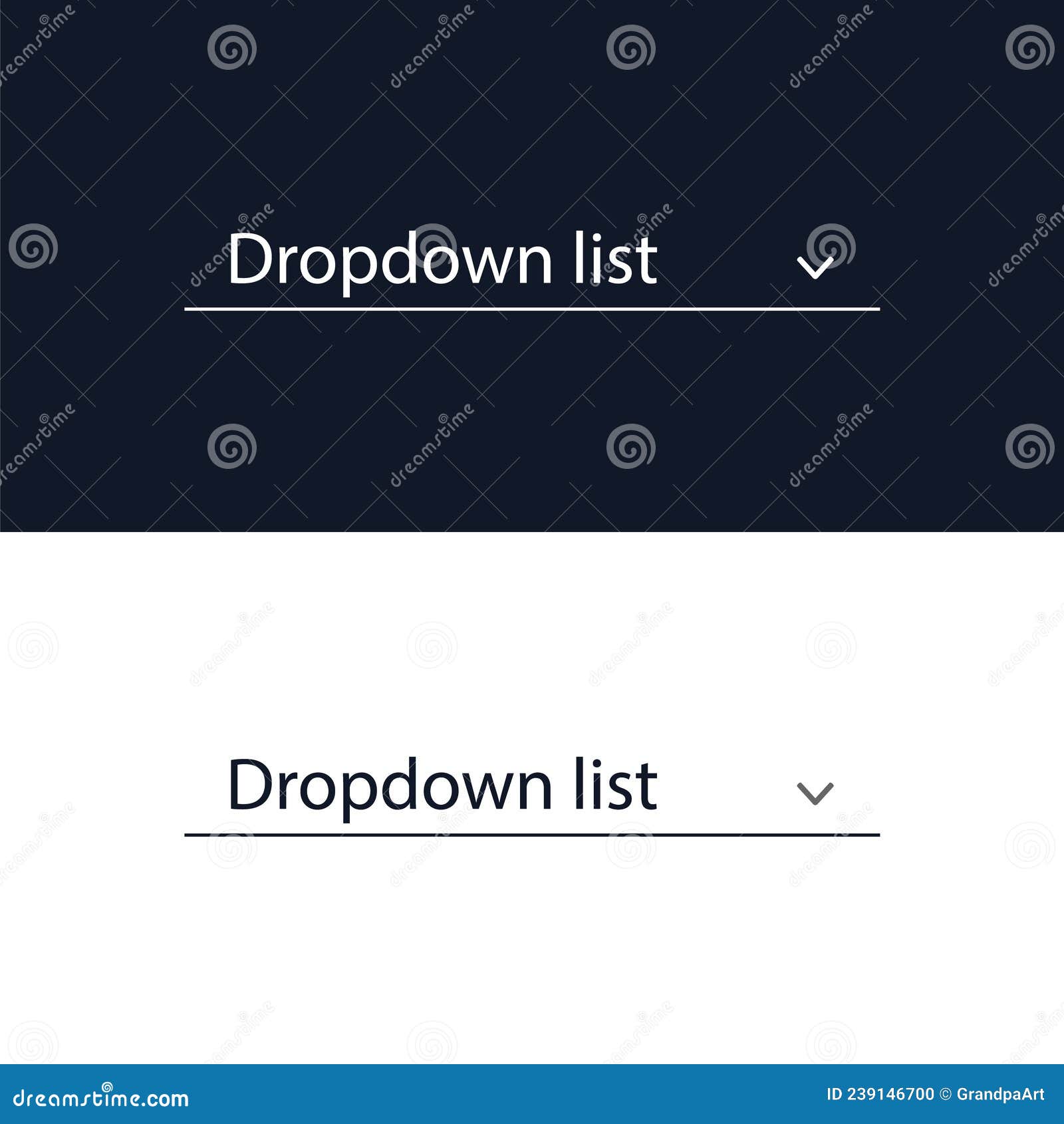 Drop-down List for the Website. User Interface for the Website and ...