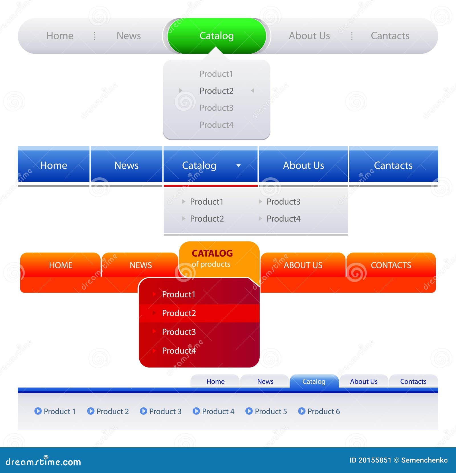 Drop Down Menu Set stock vector. Illustration of webpage - 20155851