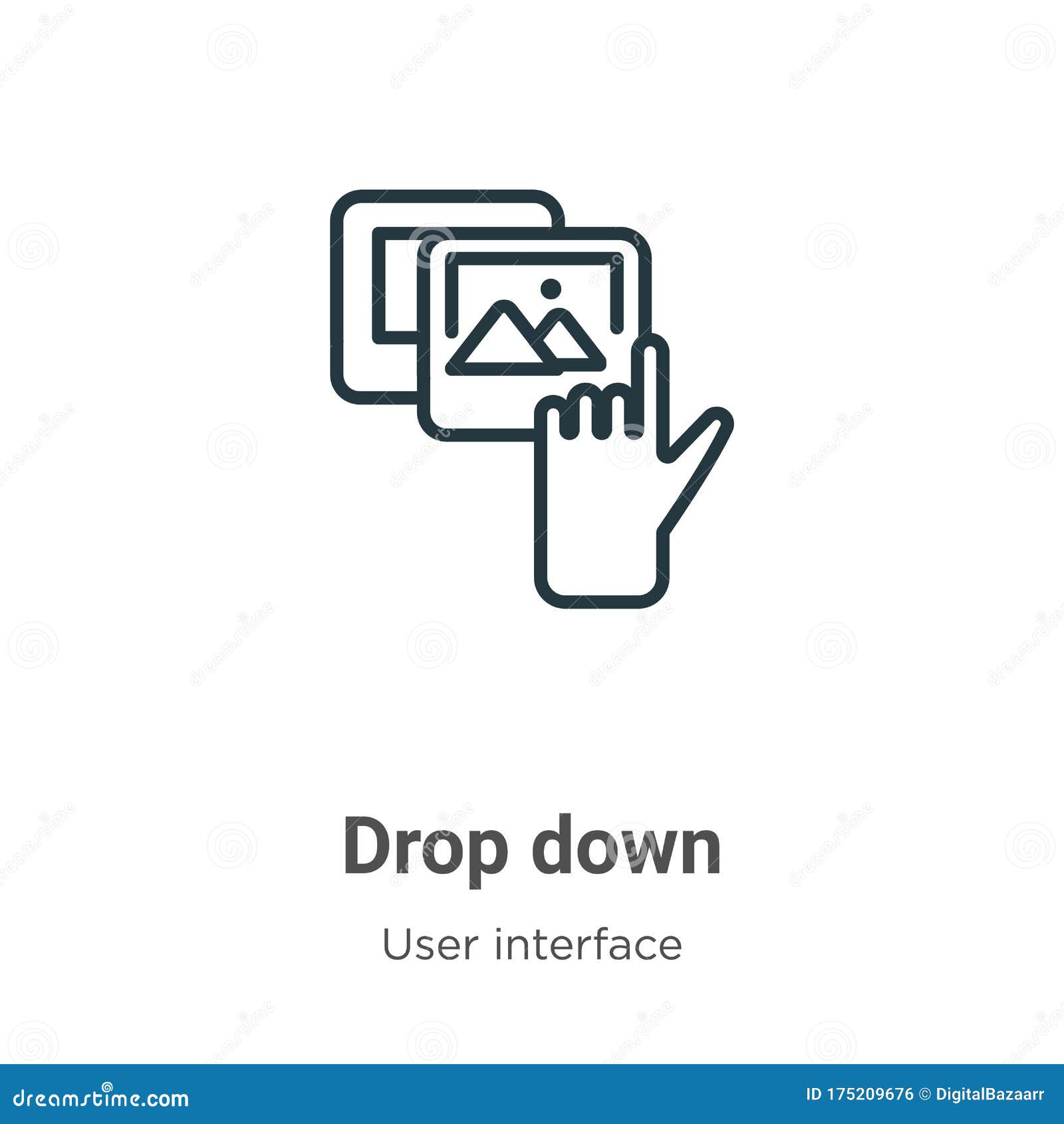 Drop Down Outline Vector Icon. Thin Line Black Drop Down Icon, Flat ...