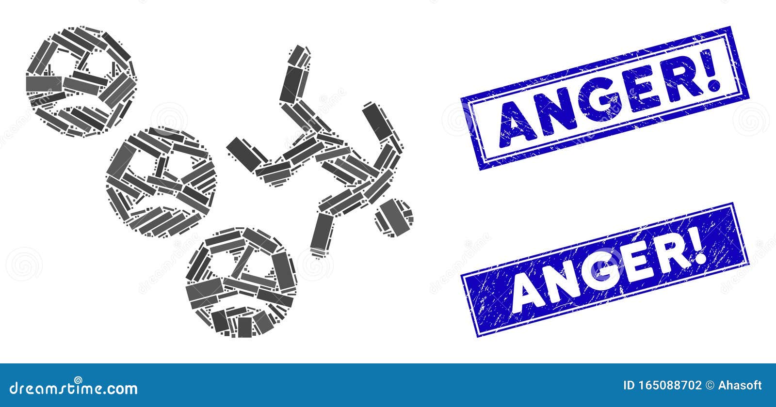 Drop Down Sad User Mosaic and Distress Rectangle Anger! Stamp Seals ...