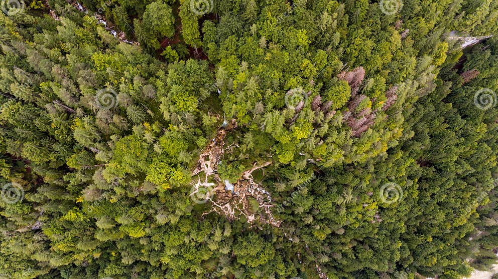 Drop Down View of Double Water Fall. Stock Photo - Image of pericnik ...