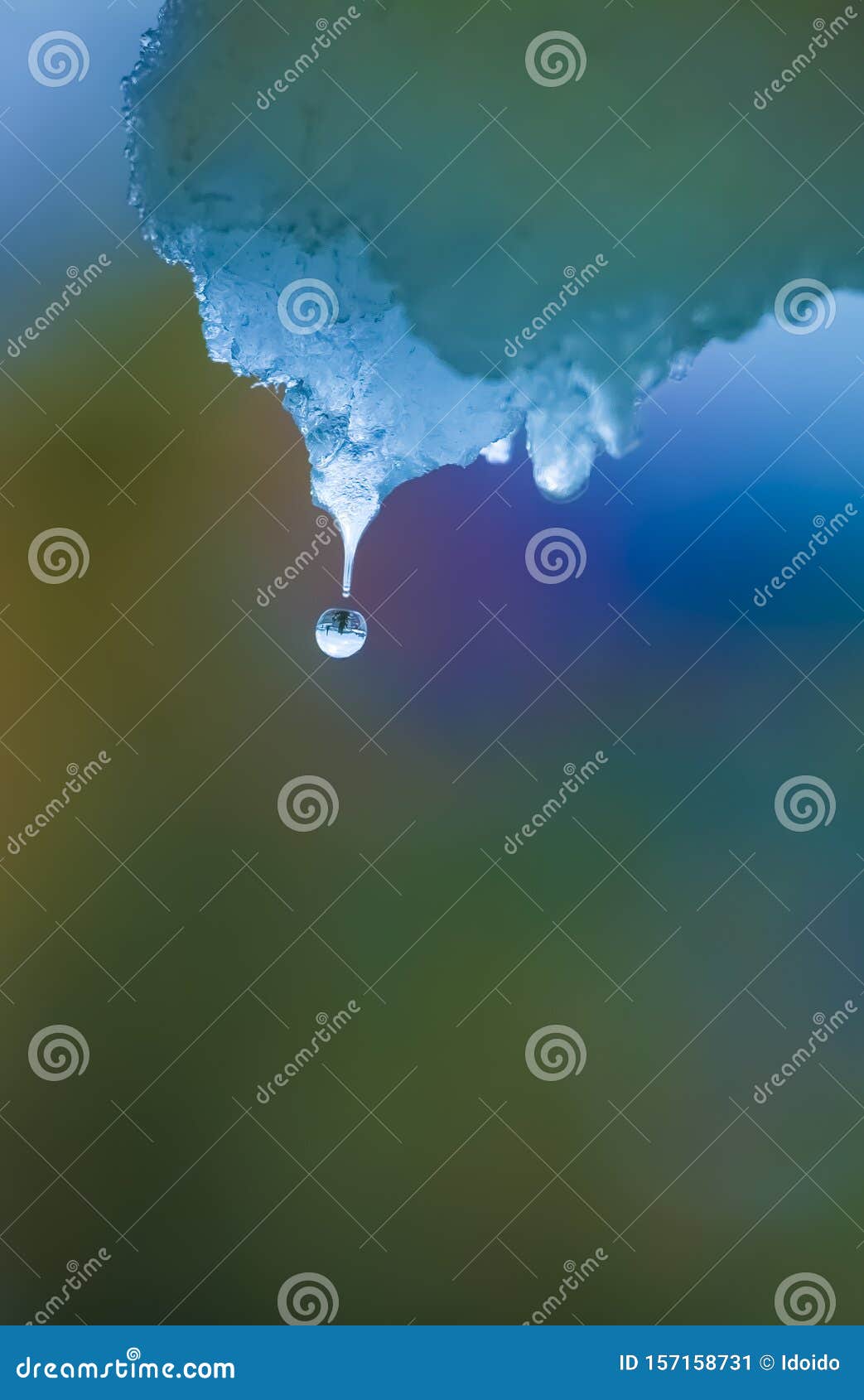 A Drop Dripping during Snow Melt Stock Image - Image of blue, industry ...