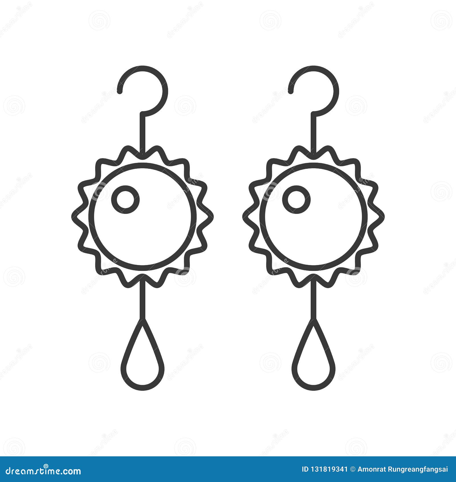 Drop Earrings, Jewelry Set Outline Vector Icon Stock Vector ...