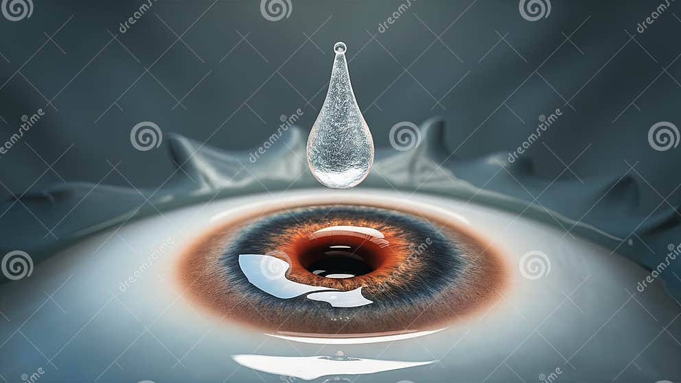 A Drop of Eye Solution Falls on the Pupil. Stock Illustration ...