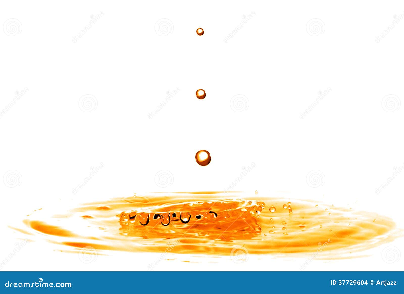 Drop Falling into Orange Water with Splash Isolated on White Stock ...