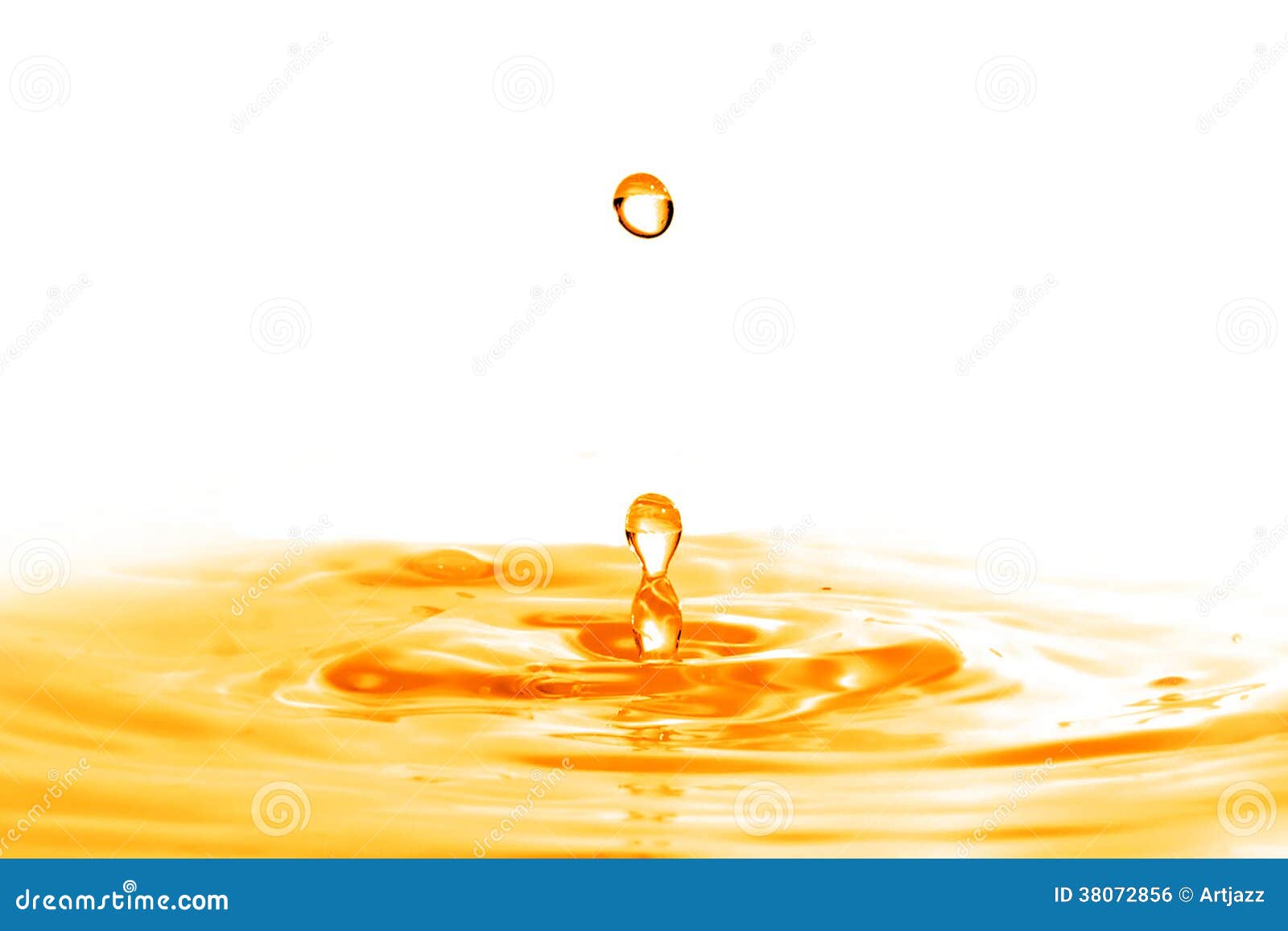 Drop Falling Into Orange Water With Splash Isolated On White Royalty ...