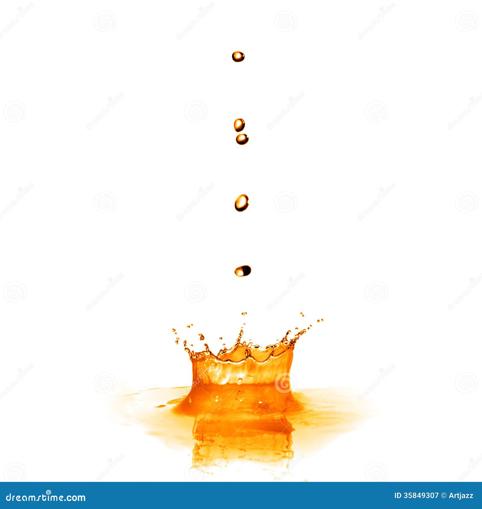 Drop Falling into Orange Water with Splash Isolated on White Stock ...
