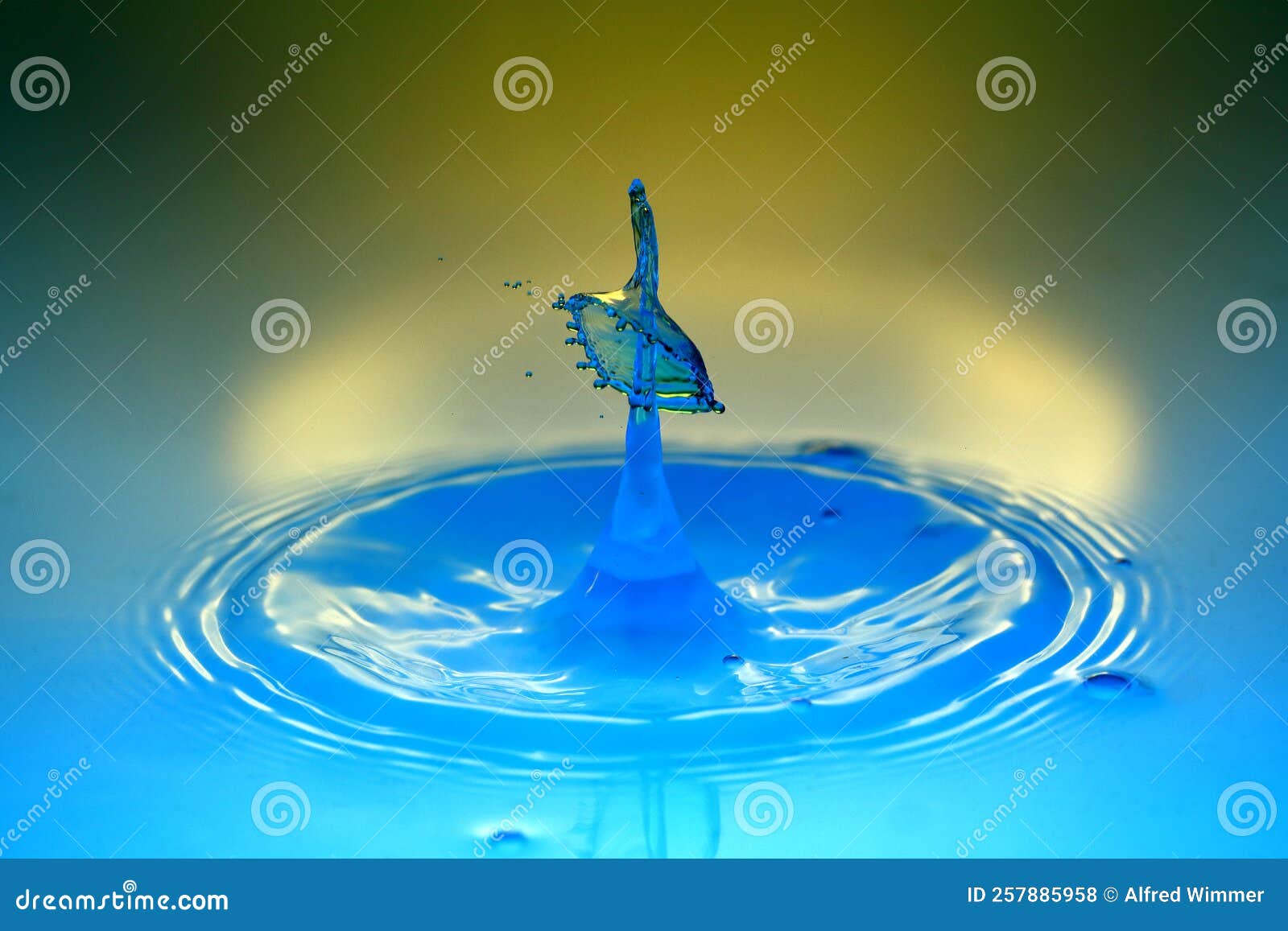 A Drop Falls into the Water, Forming a Column with a Sailing Figure ...