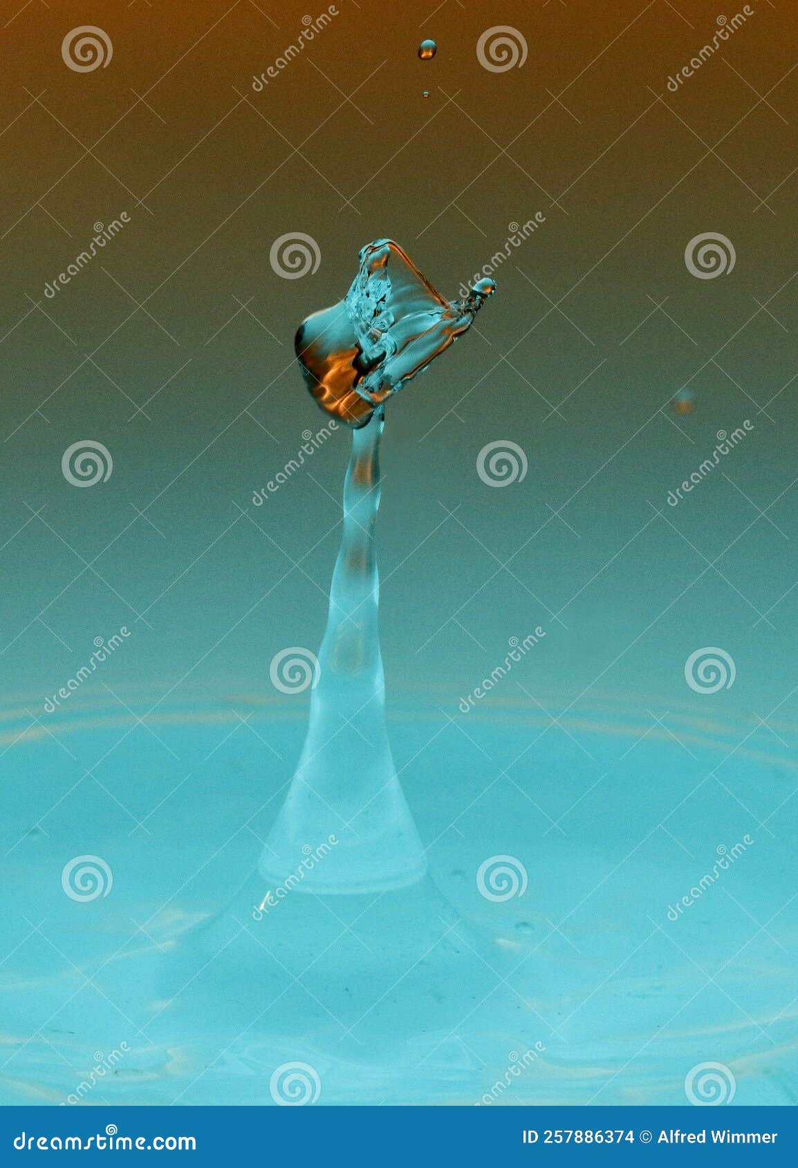 A Drop Falls into the Water, Forming a Column with a Sailing Figure ...