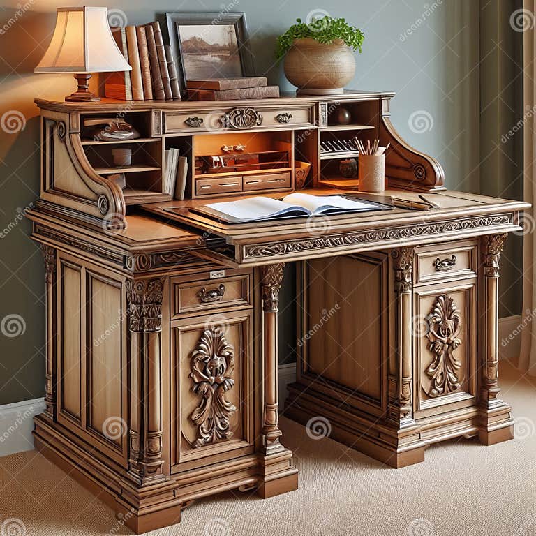139 72. Drop-front Desk - a Desk with a Hinged Front Panel Tha Stock ...