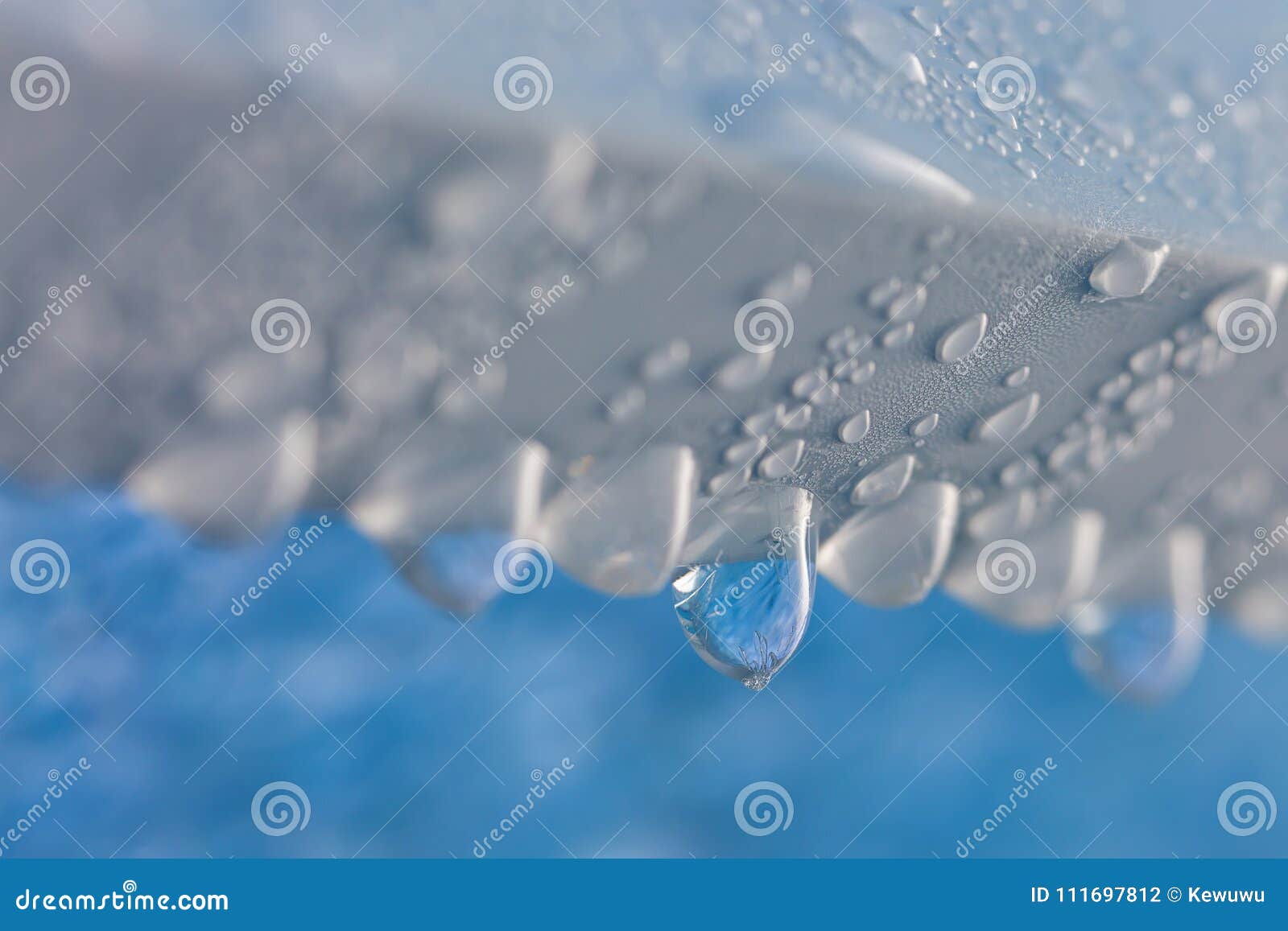 Drop of Frozen Water Dripping from the Blue Ceiling Stock Photo - Image ...