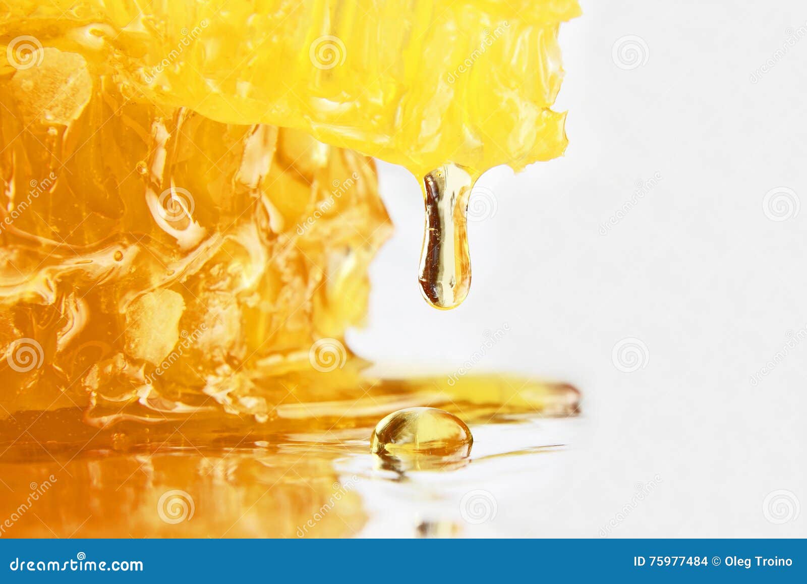 Drop Of Bee Honey Drip From Hexagonal Honeycombs Royalty-Free Stock ...