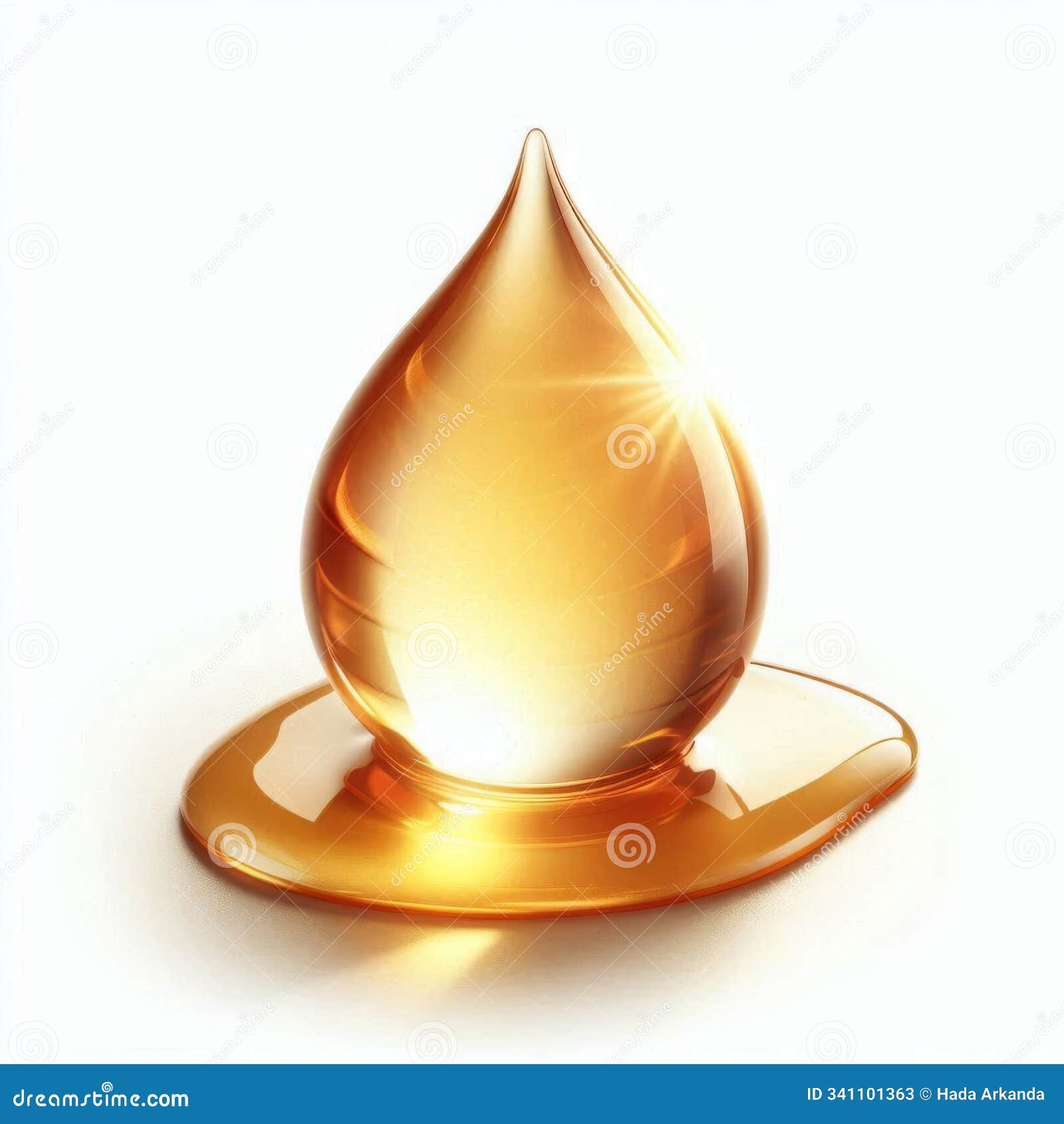 A Drop of Honey Glistening on White Background, Capturing Its Rich ...