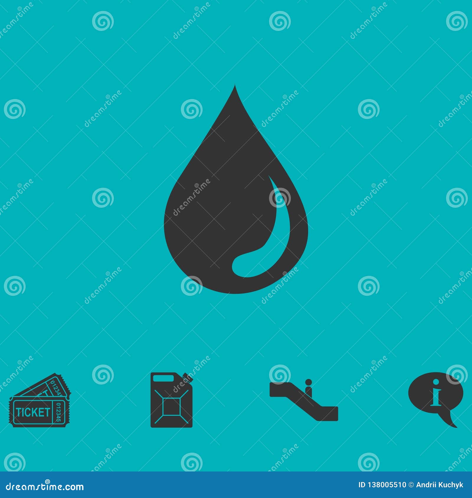 Drop icon flat stock illustration. Illustration of icon - 138005510