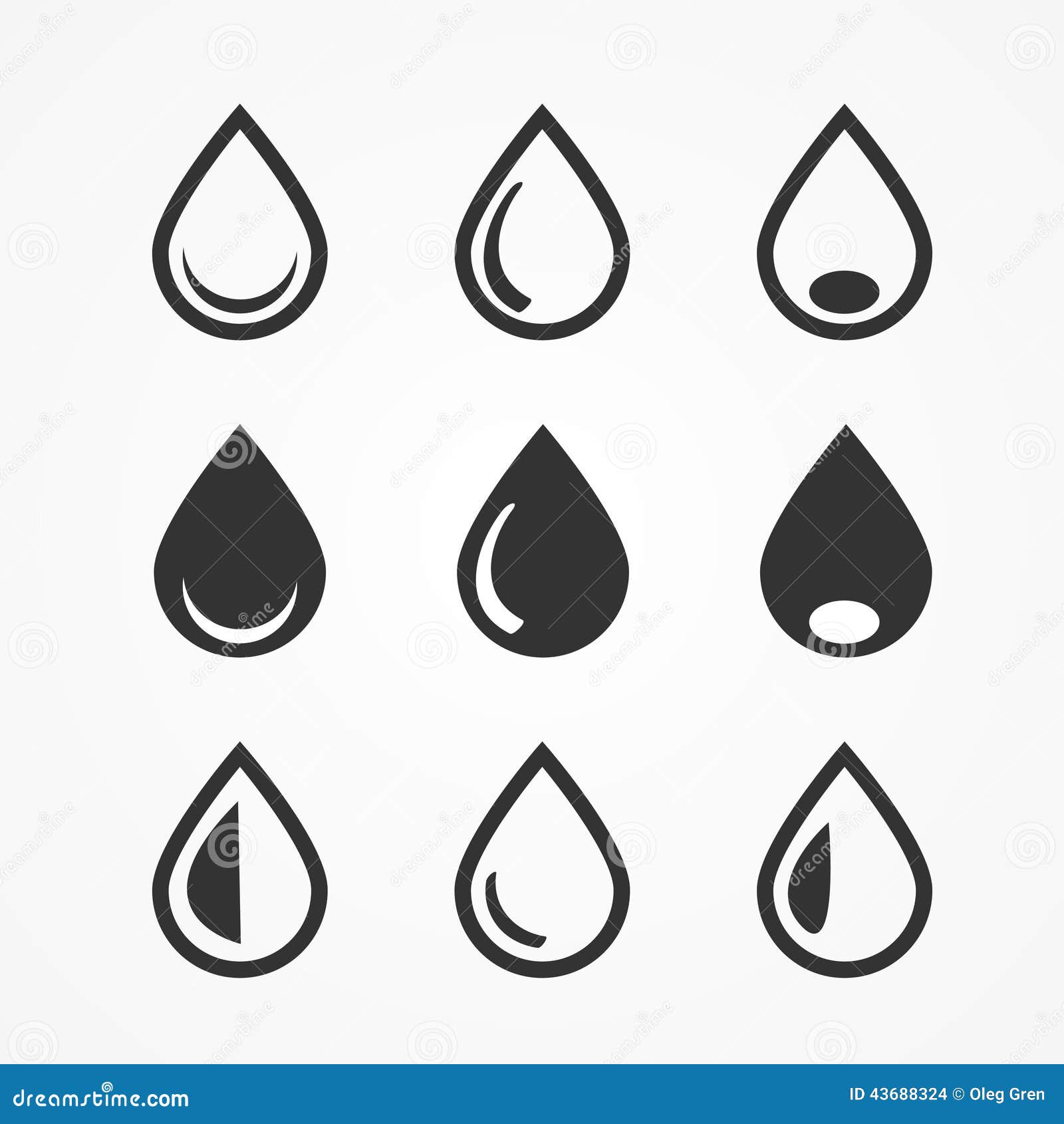 Drop icons set stock vector. Illustration of cool, water - 43688324