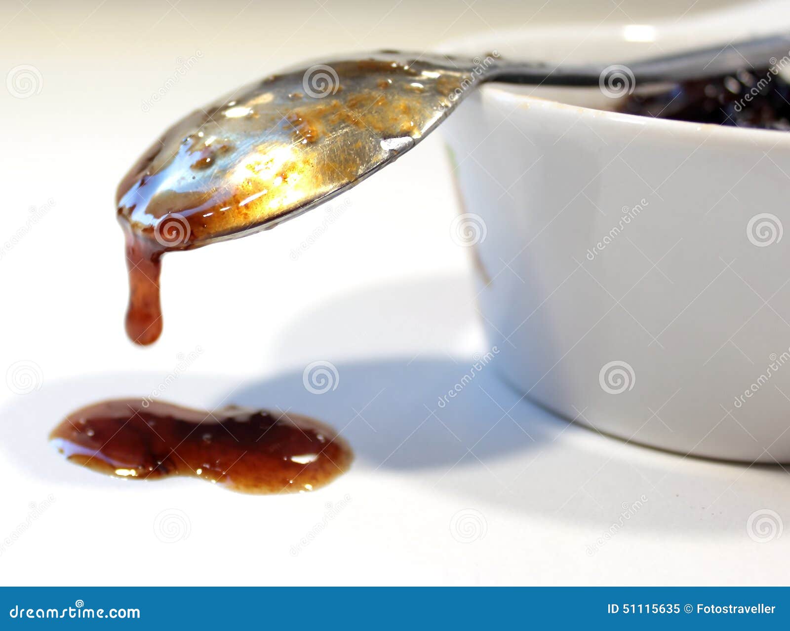 A drop of jam stock image. Image of organic, steel, closeup - 51115635
